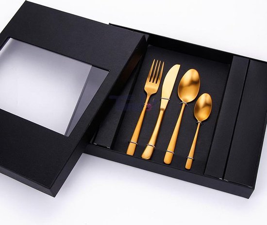 Gouden Bestekset voor 6 personen 24-delig - Mat goud | bol.com