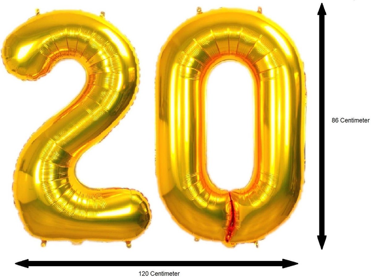 Folie Ballon Cijfer 20 Jaar Cijferballon Helium Ballonnen Feest ...