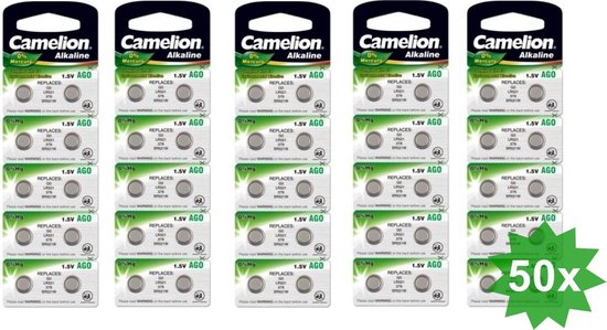 Camelion L521, AG0, 384, SR521W, G0 1.5V Alkaline - 50 Stuks (5 Blisters a 10St) | bol