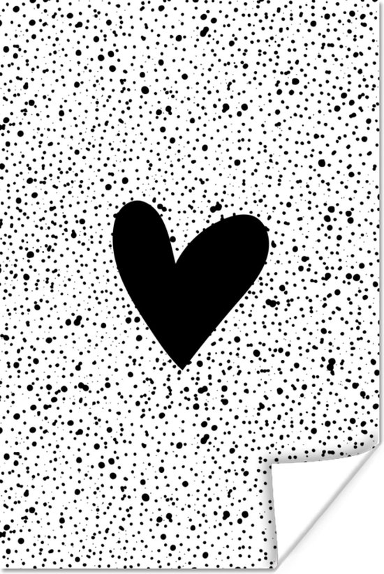 Poster Hartje - Design - Wit - 120x180 cm XXL | bol