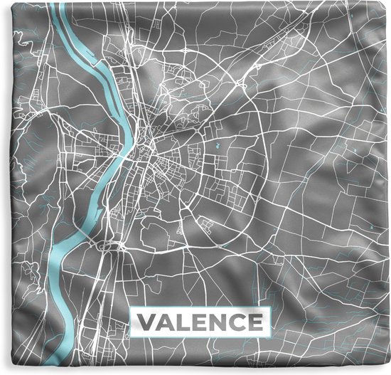 Kussenhoes 60x60 cm - Stadskaart - Plattegrond - Valence - Frankrijk ...