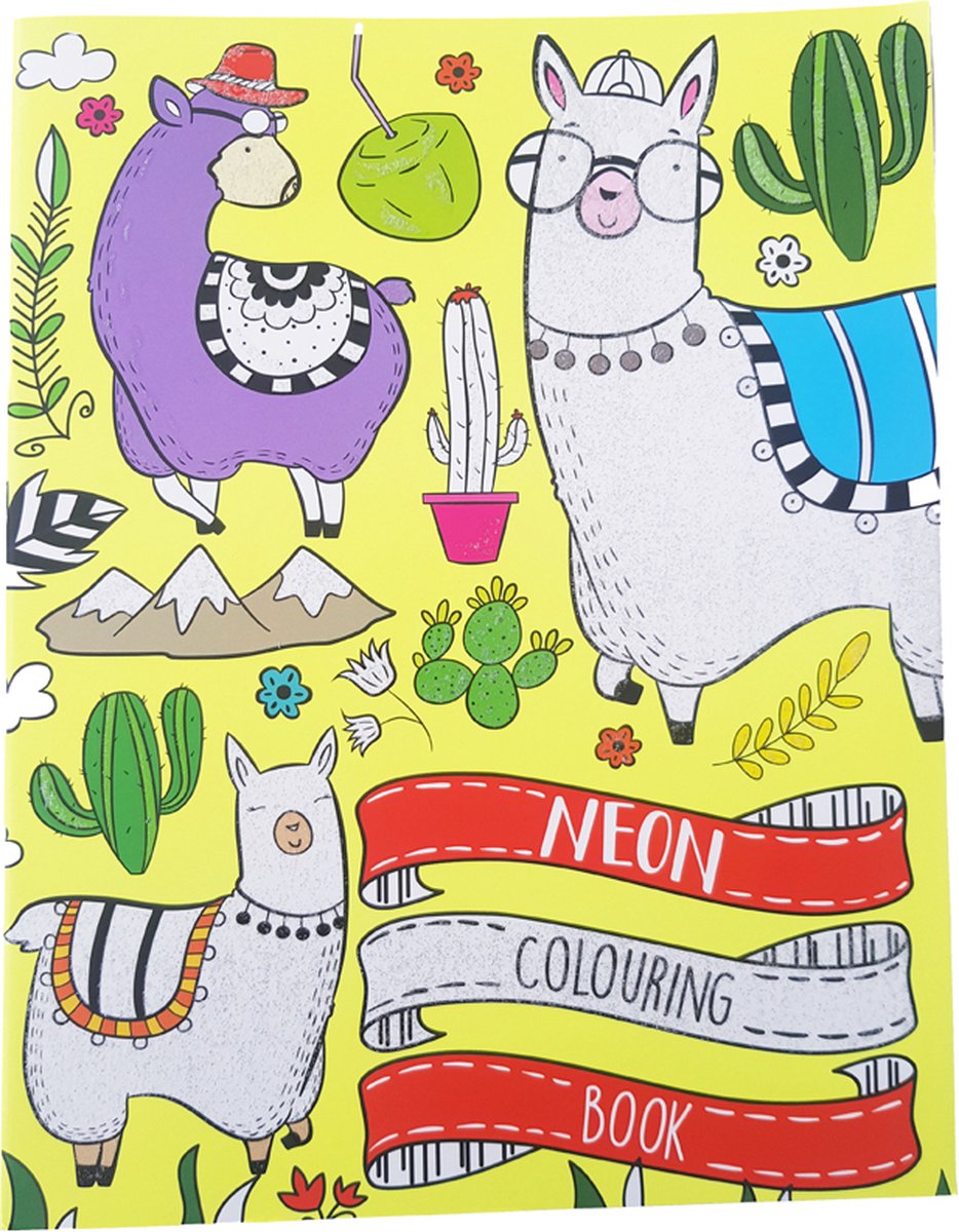 Neon Kleurboek Lama's - 'Neon Colouring Book' | bol.com