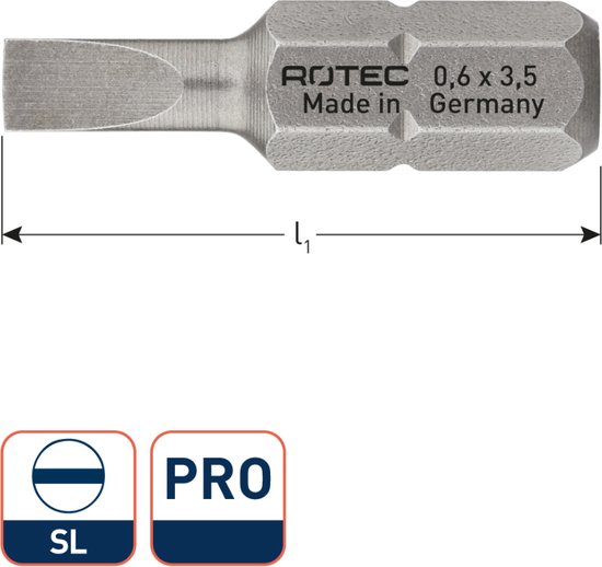 Rotec PRO Insertbit 1,6x8,0mm L=25mm C 6,3 BASIC | bol