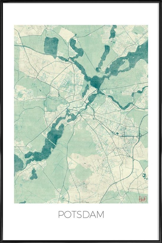 JUNIQE - Poster in kunststof lijst Potsdam - vintage stadskaart -30x45 ...