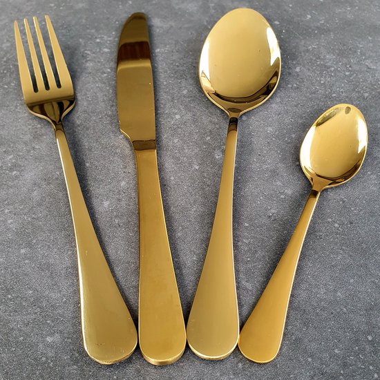 Bestekset 24-Delig RVS Goud - Bestek voor 6 personen - Goud bestek ...