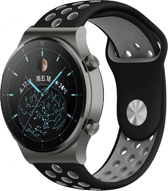 Strap-it Huawei Watch GT 2 Pro sport band - zwart/grijs - Huawei Watch ...