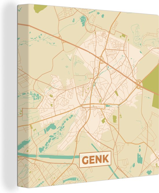 Canvas Schilderij België - Kaart - Genk - Stadskaart - Plattegrond ...
