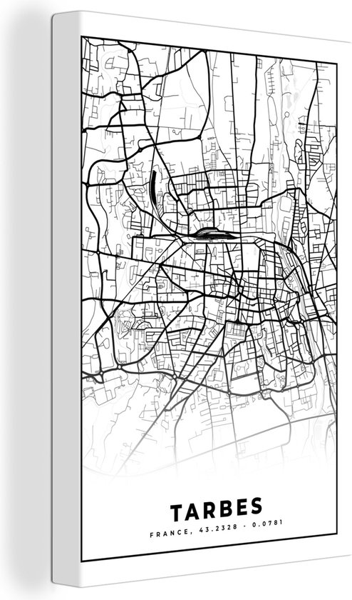 Impression sur Toile Carte - Tarbes - Carte - France - Plan de Ville ...