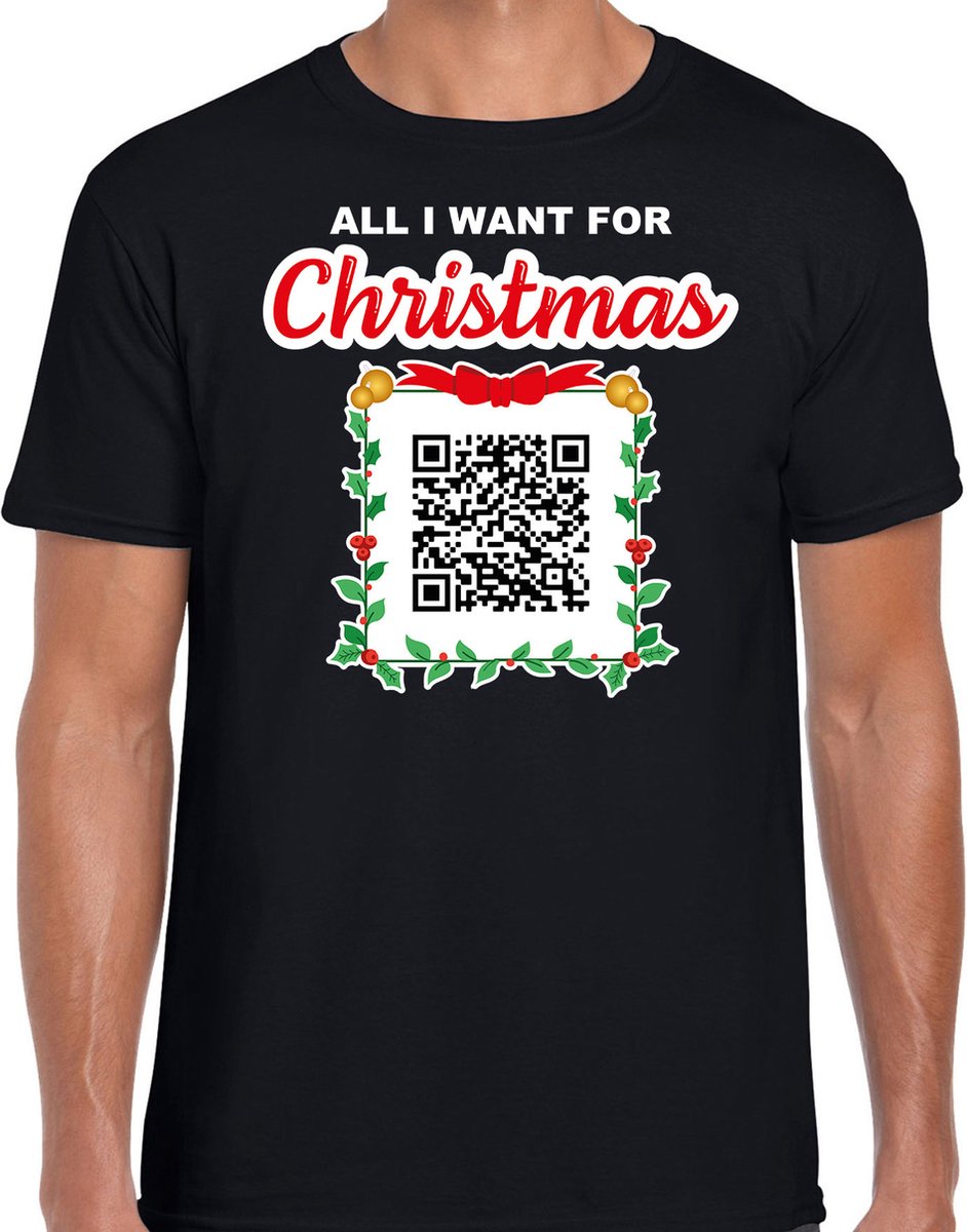 Noël QR code Chemise de Noël All I want: You naked/ You naked men noir ...