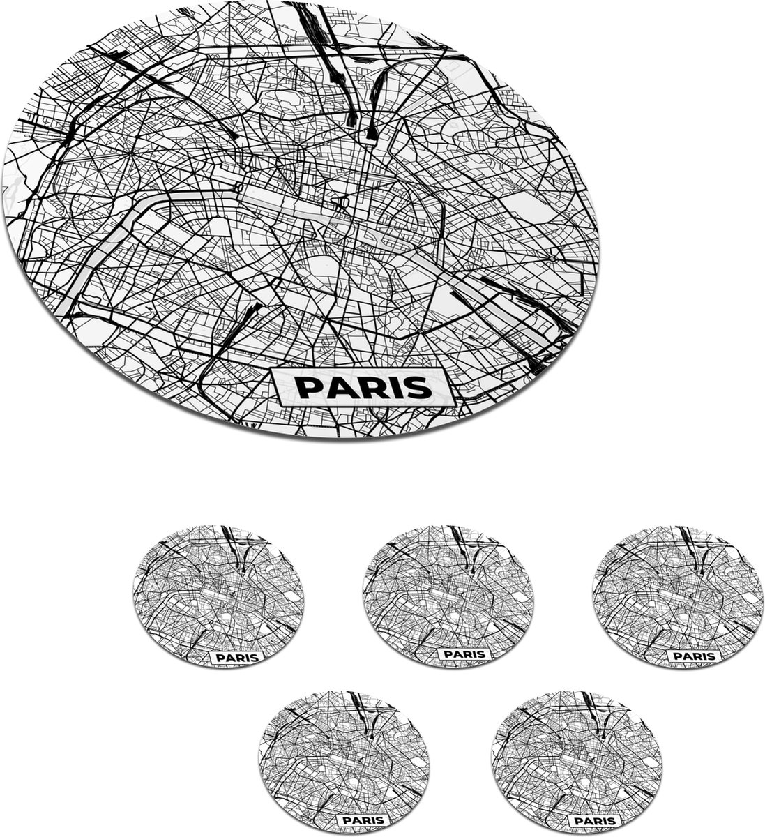 Onderzetters voor glazen - Rond - Parijs - Frankrijk - Plattegrond ...