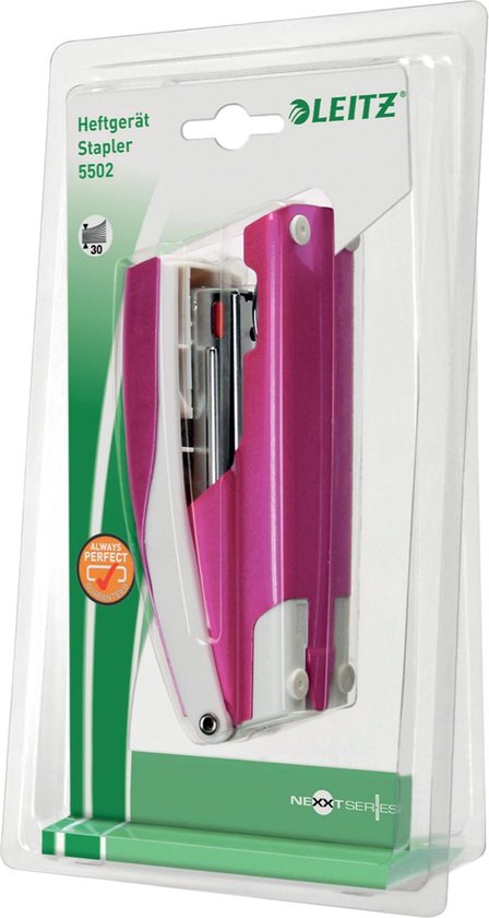 Agrafeuse Leitz NeXXt WOW 5502, rose métallique, sur blister 6 pcs ...