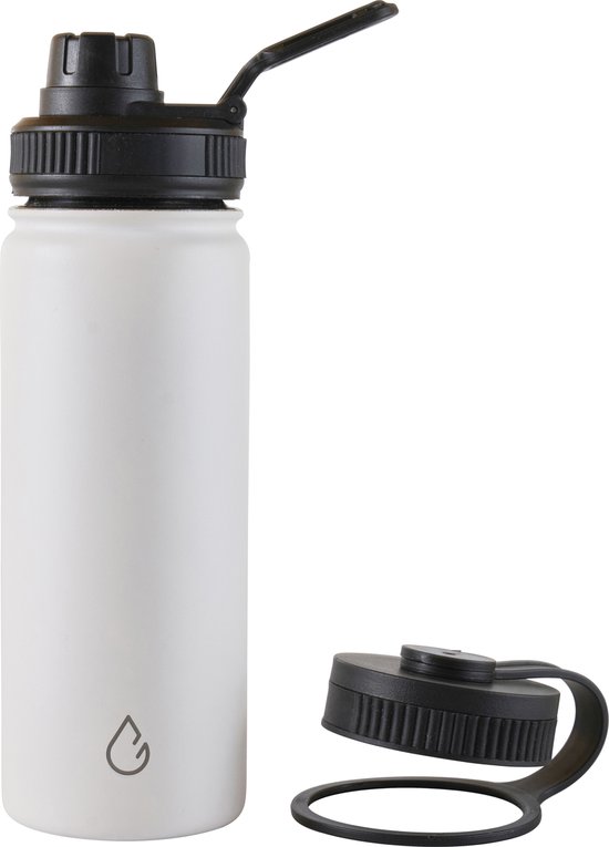 Wattamula PRO eco rvs drinkfles - wit - 530 ml - met extra sportdop ...