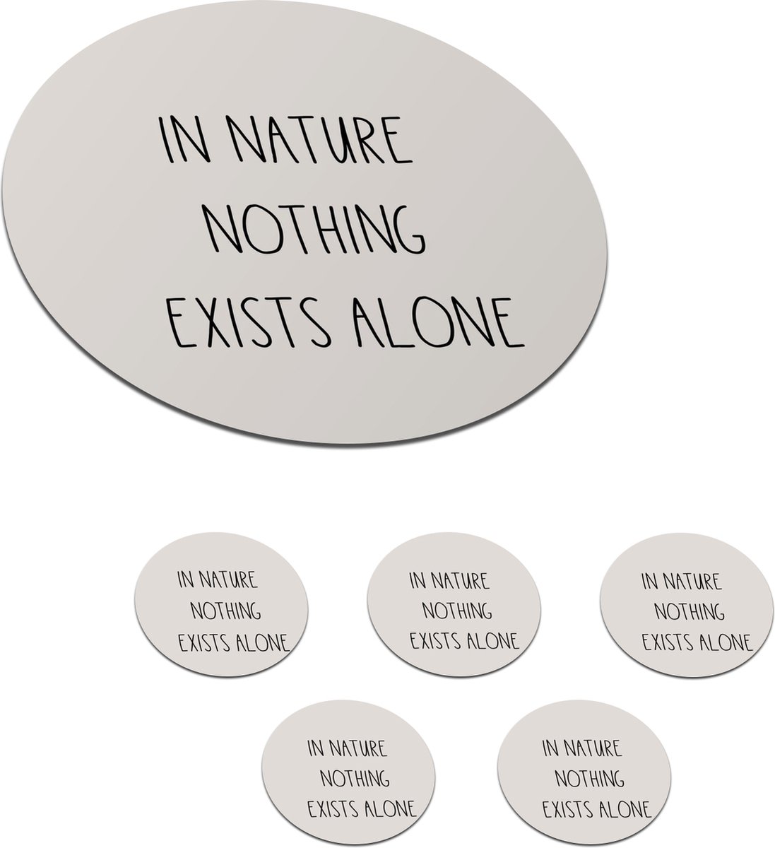 Onderzetters voor glazen - Rond - Natuur - Tekst - In nature nothing exists alone -... | bol.com