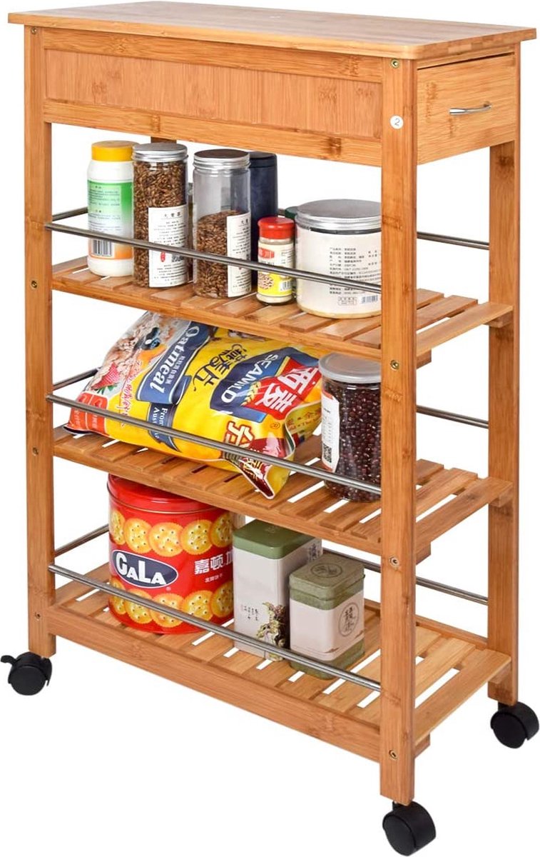 Keukentrolley – keuken planken - Opberg Trolley op wielen – met niveaus ...
