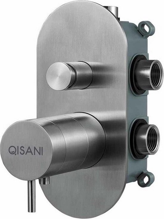 Qisani Flow thermostatische inbouwkraan 2-weg ovaal RVS | bol