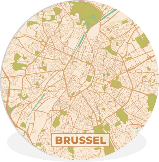 Wall Circle - Wall Circle Indoor - Map - Rétro - Bruxelles - City Map - Map - ⌀ 150 cm... | bol.com