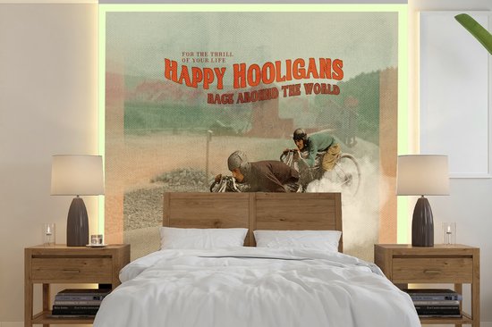 Behang - Fotobehang Mancave - Motor - Wielen - Vintage - Breedte 240 cm ...