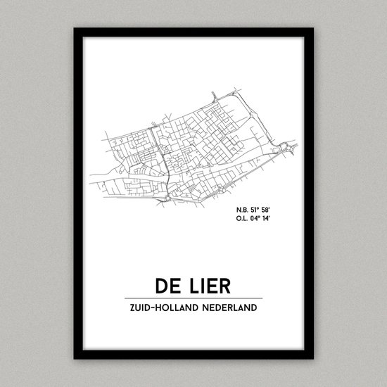 De Lier city poster, A3 zonder lijst, plattegrond poster ...