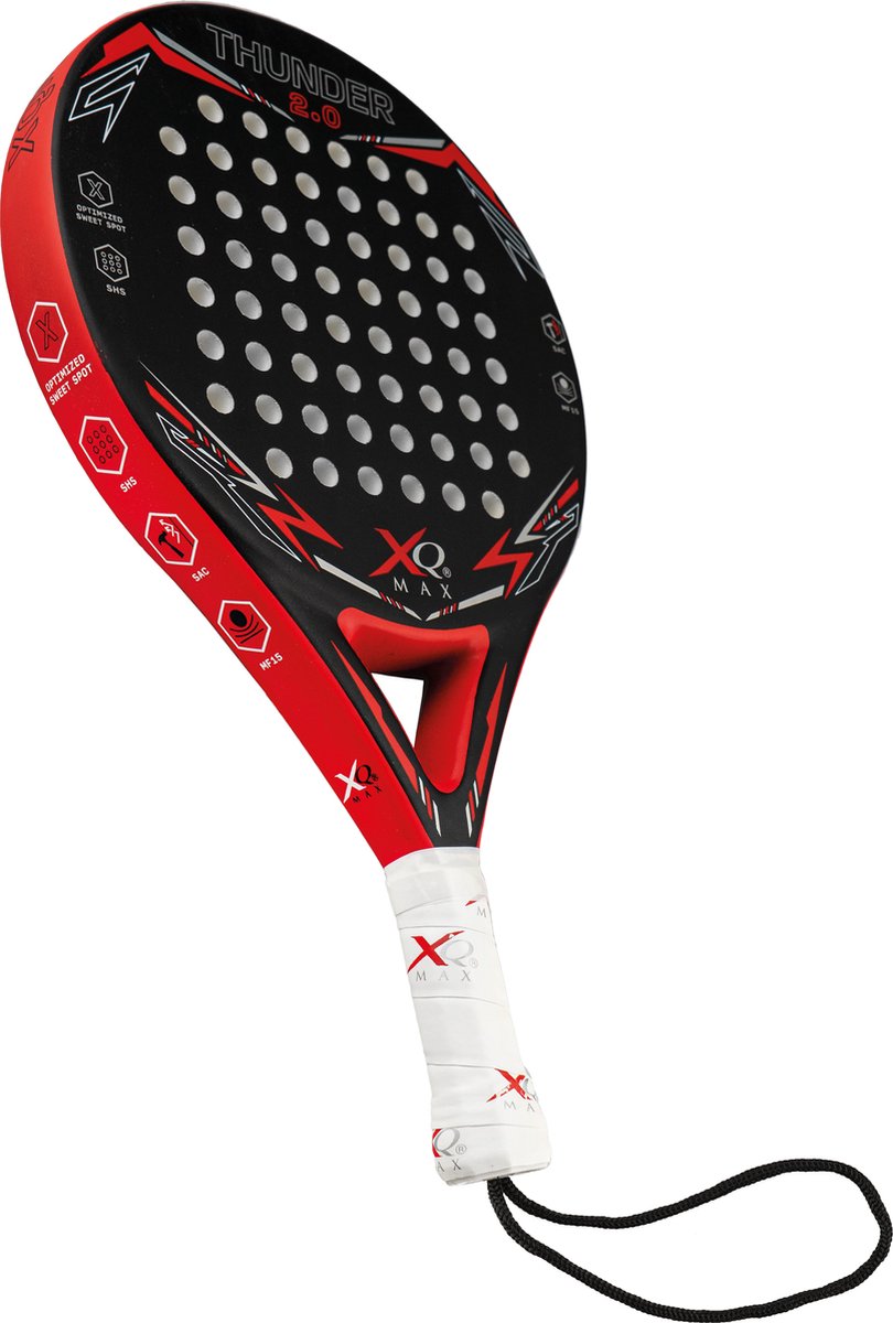 Padelracket Thunder 2.0 - Padel Racket Rond - Zwart & Rood | bol.com