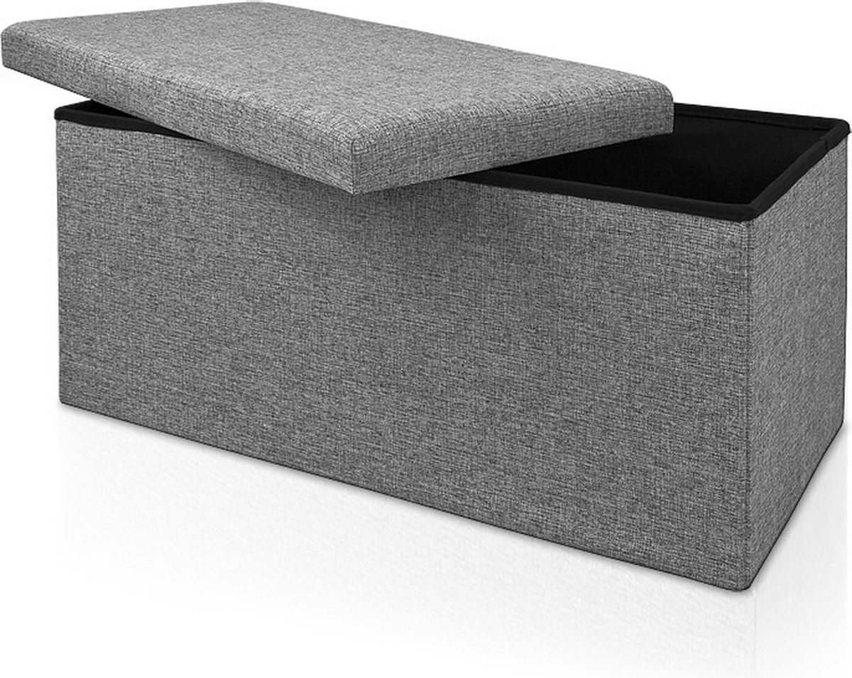 Casaria Zit/Opbergkist Gepolsterd - Opvouwbaar 100L Stof - Grijs | bol.com