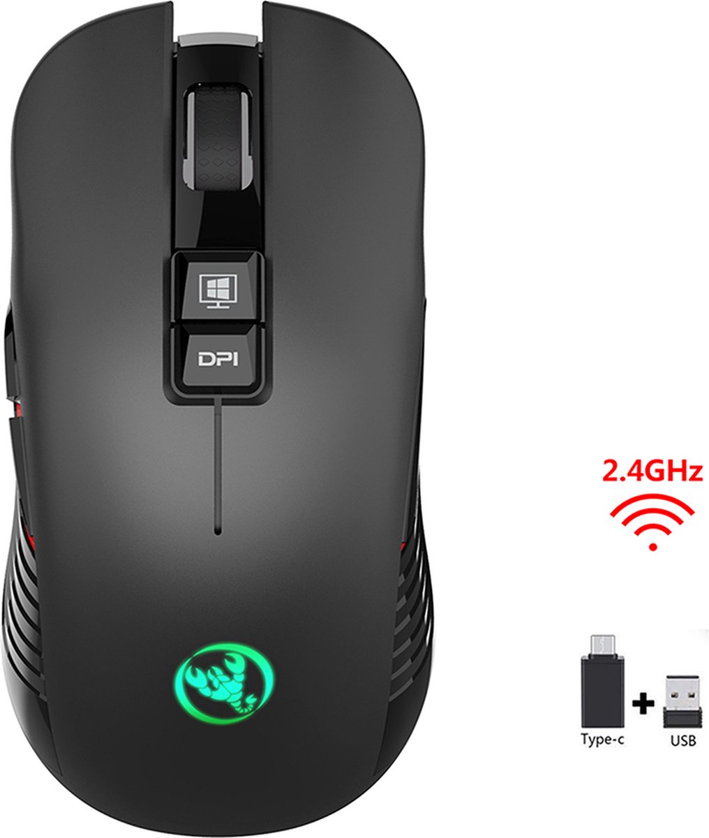 HXSJ T30 2.4G USB-C Draadloze Gaming Muis - Oplaadbare Mouse - Stille ...