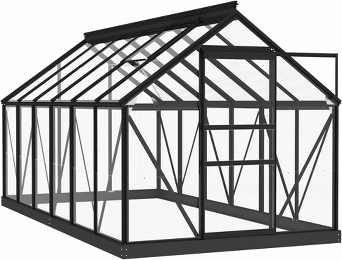 vidaXL Kweekkas 155x298x191 cm aluminium en glas antracietkleurig | bol.com