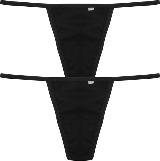 Claesen's® - Dames 2-pack Mini String - Zwart - 95% Katoen - 5% Lycra | bol