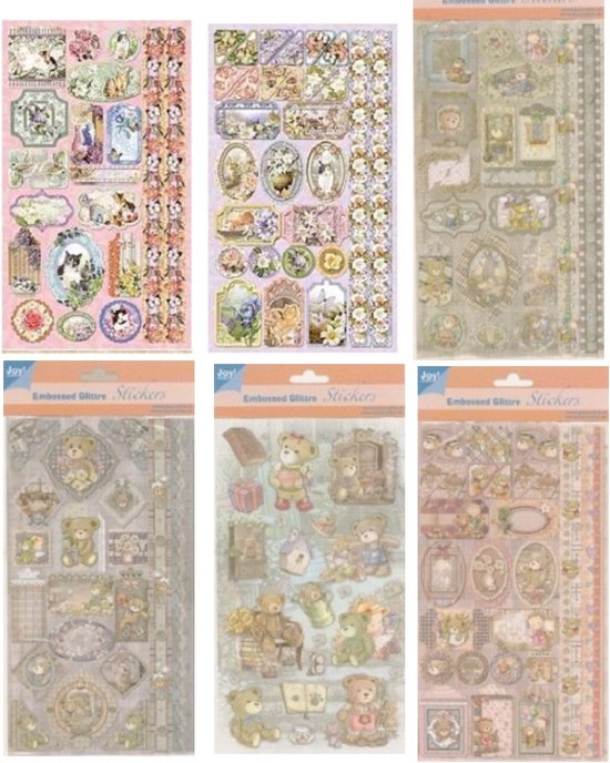 Joy Crafts - Embossed Glitter Stickers - 4 stuks | bol