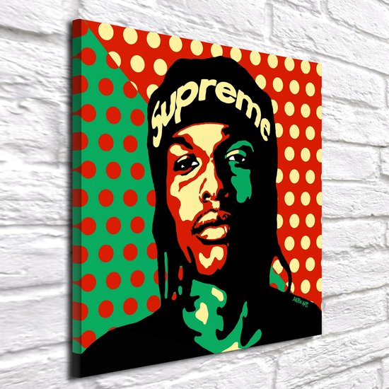 Pop Art ASAP Rocky Canvas - 90 x 90 cm - Canvasprint - Op dennenhouten ...