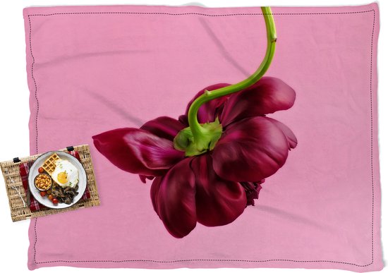 Picknickkleed - Buitenkleed - De onderkant van een rode pioenroos ...