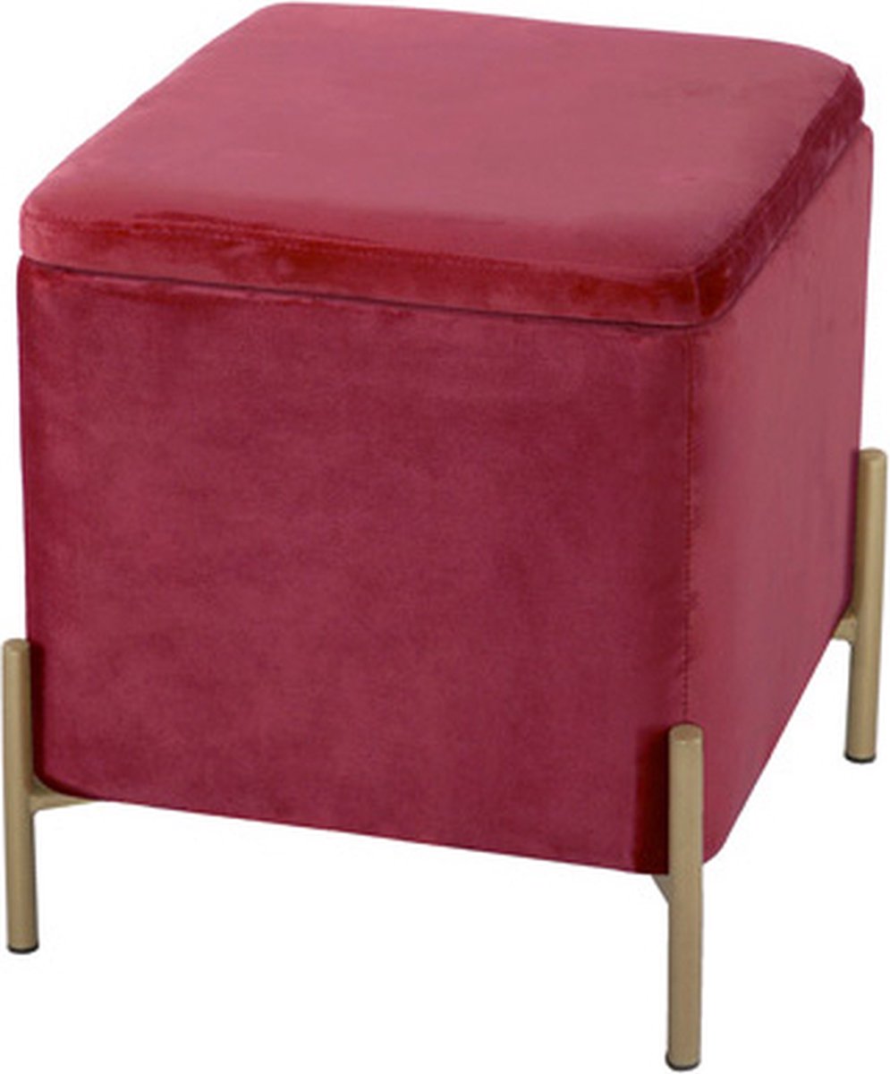 Poef Snog - Velvet Kleibruin, Goud geverfde poten - 45x45x47cm | bol.com