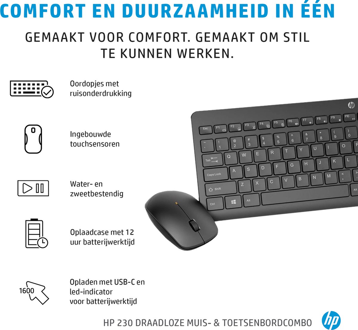 HP 230 - Draadloos Toetsenbord met Muis - Zwart | bol.com