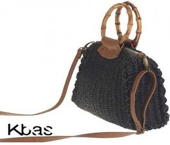 Kbas - Zwarte raffia handtas - Handtas - Handtas riet - Kbas ...