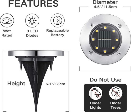Solar Grondspots 4 stuks - Solar Tuinverlichting - Buitenlamp ...