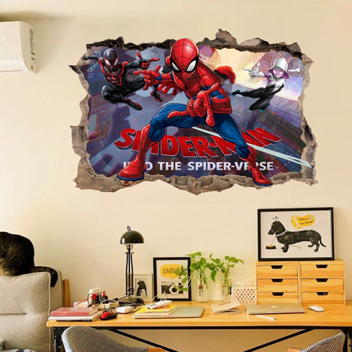 Muursticker Spiderman | Spider-Man door muur (3D-effect) | Muursticker ...