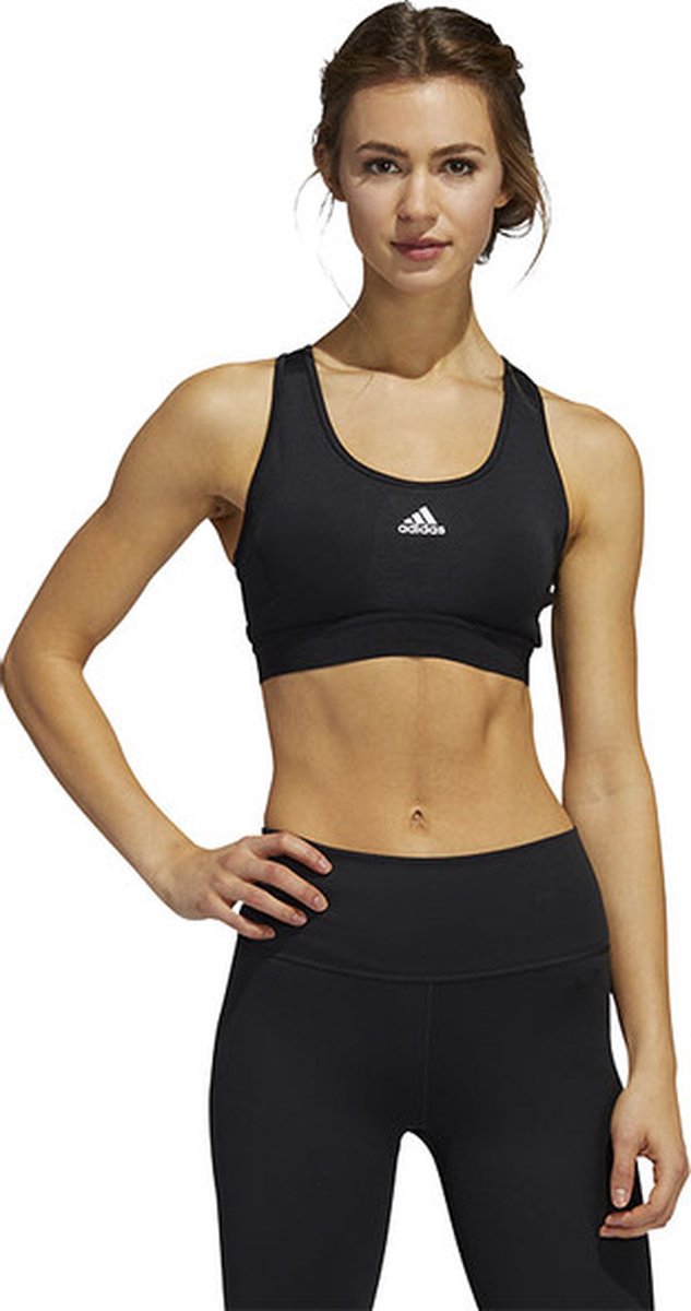 adidas Training Medium Support Sport BH - Sportbeha - Black/White ...