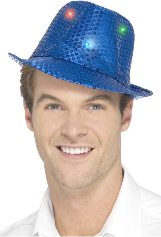 Pailletten hoedje blauw met LED lichtjes | bol