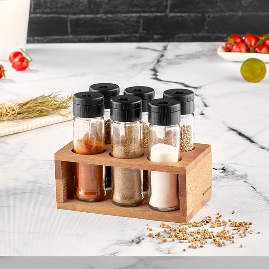 Houten kruidenrek met 6 kruidenpotjes van Joy Kitchen | Staand ...