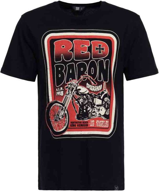 King Kerosin Heren Tshirt -XL- Red Baron Speedshop Zwart | bol.com