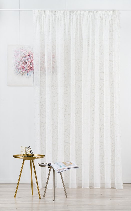 Amanda-Vitrage Kant en Klaar-Wit en Creme-300x245cm-met ...