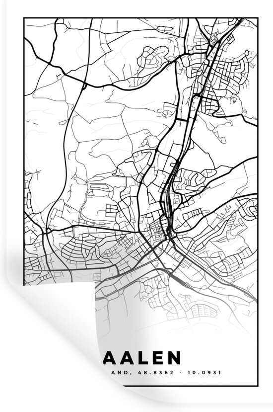 Muurstickers - Aalen - Plattegrond - Kaart - Stadskaart - 80x120 cm ...