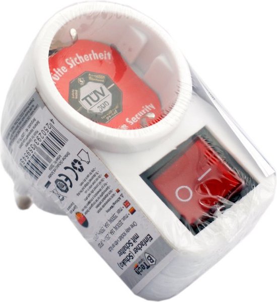 3x stuks stopcontact adapters enkel wit - Met randaarde en schakelaar ...