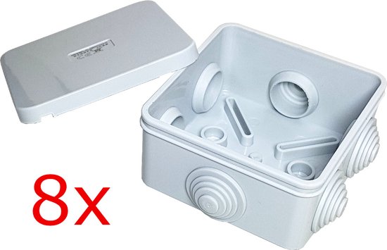 8x Lasdoos kabeldoos IP65 6 poort met 6 snij wartels / nippels ...