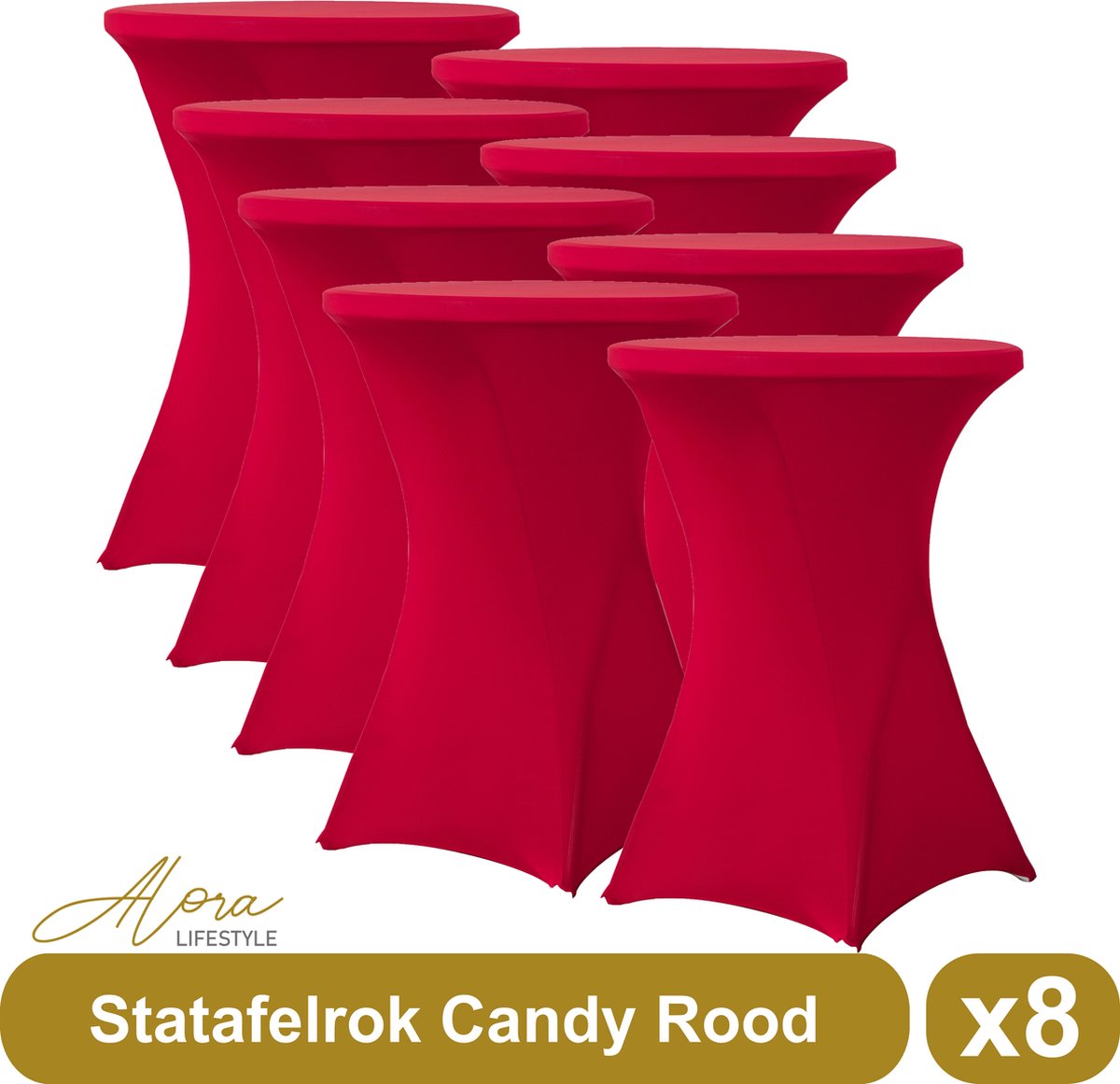 Statafelrok candy rood 80 cm - per 8 - partytafel - Alora tafelrok voor statafel -... | bol.com