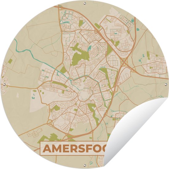 Garden Circle City Map - Amersfoort - Vintage - 90x90 cm - Affiche ...