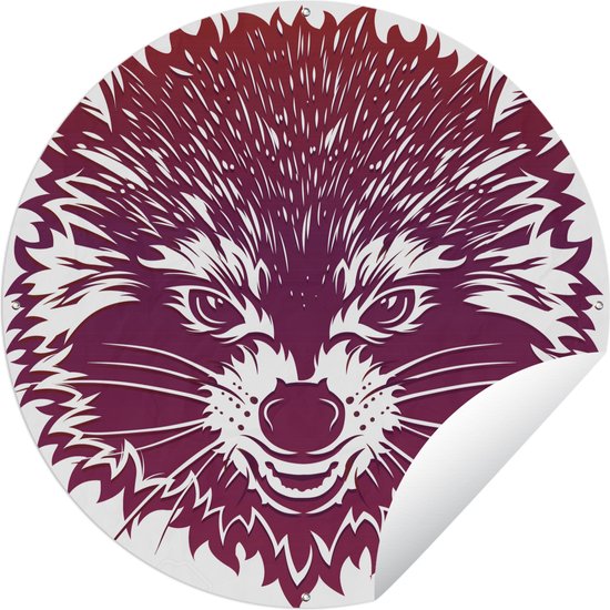 Tuincirkel Illustratie van een wasbeer in een paarse kleur - 150x150 cm ...