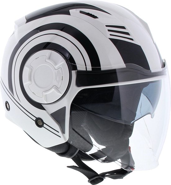 Vito Isola jethelm glans wit zwart XL - Scooterhelm & Motorhelm | bol