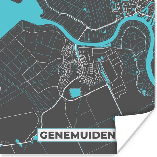 Poster Stadskaart - Kaart - Genemuiden - Plattegrond - 50x50 cm | bol