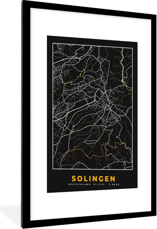 Fotolijst incl. Poster - Solingen - Goud - Stadskaart - Plattegrond ...