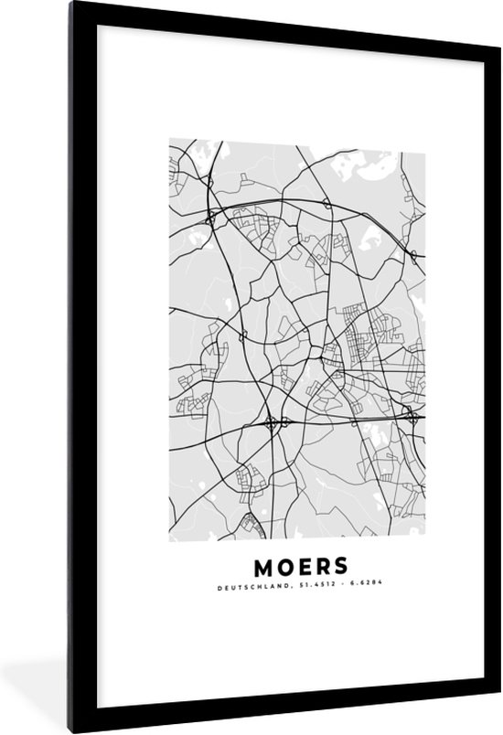 Fotolijst incl. Poster - Kaart - Moers - Duitsland - Stadskaart ...